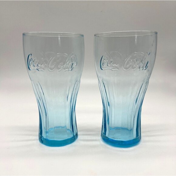 Coca Cola | Dining | Coca Cola Light Blue Glasses Set Of 2 6 Tall ...
